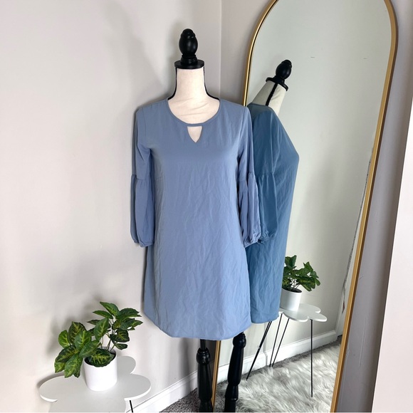 As U Wish | Dresses | Nwt Elegant Light Blue Solid Keyhole Aline Dress ...